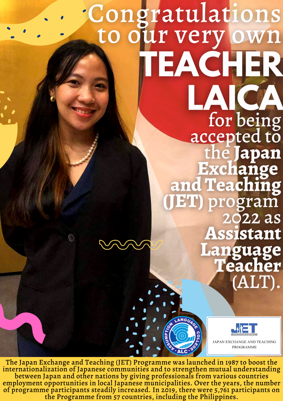 Teacher Laica clinches JET slot – ASSUMPTION LANGUAGE COLLEGE